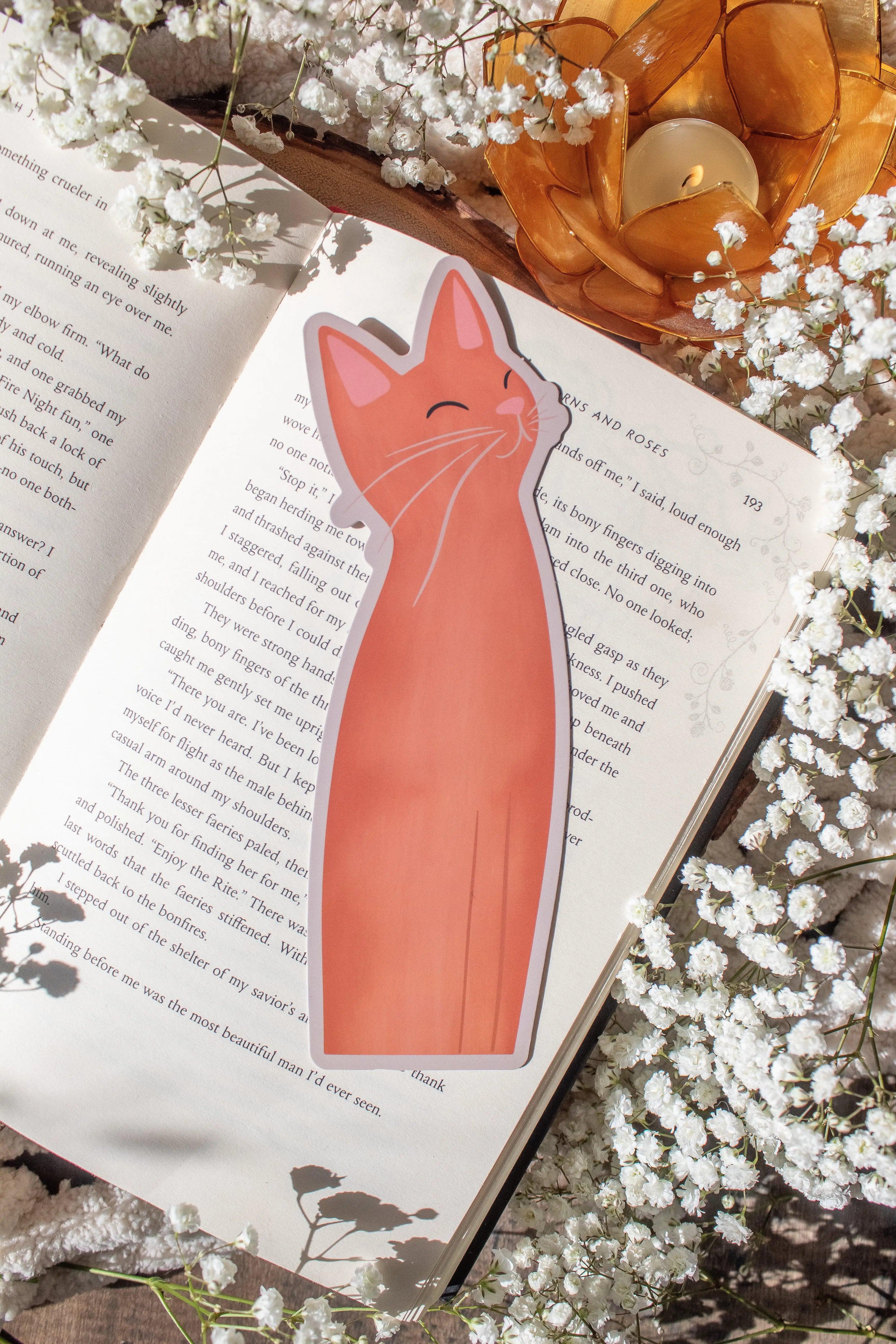 Orange Kitty Cat Die-Cut Bookmark – Meaggie Moos