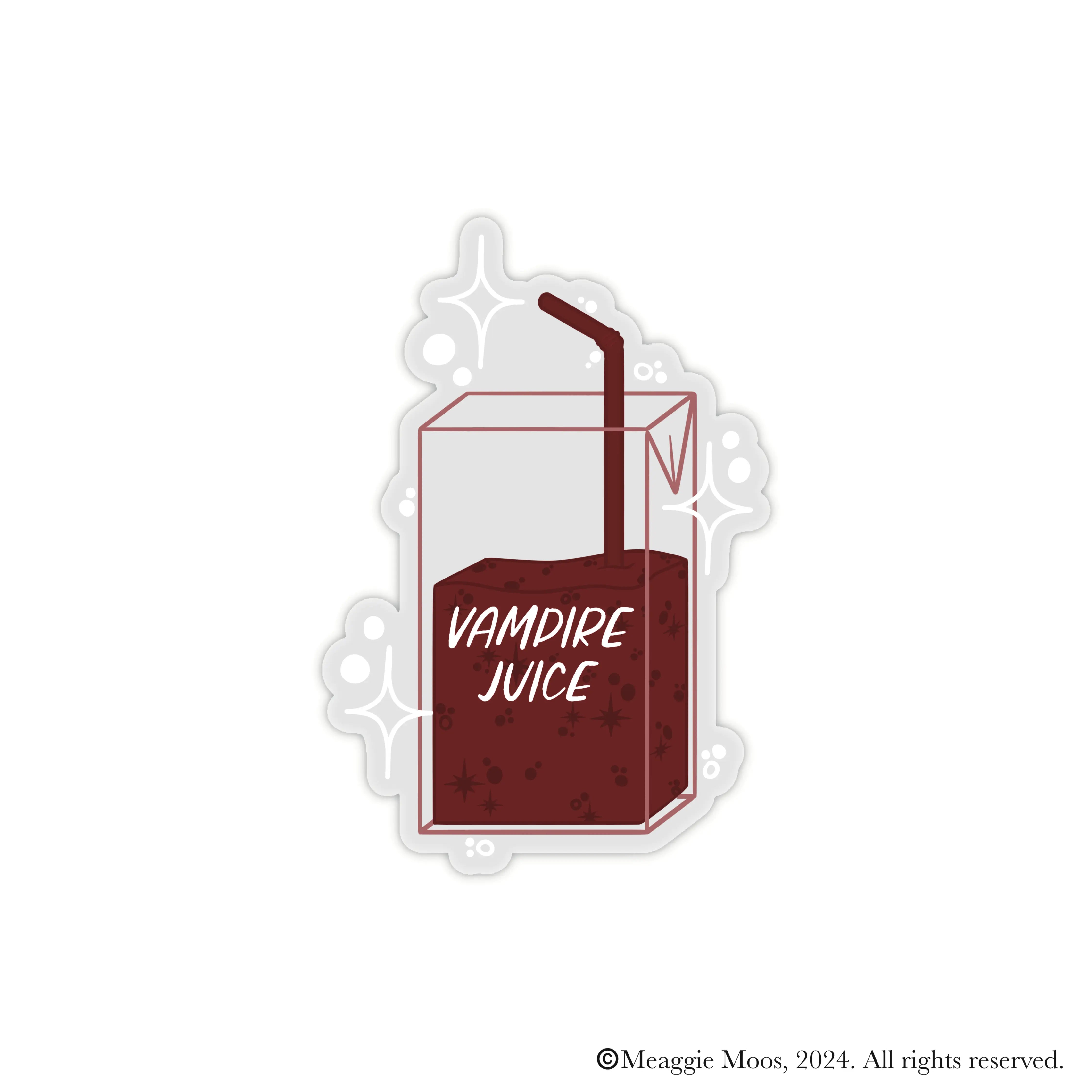 Vampire Juice Box Waterproof Sticker | Clear | 3”x2.1” – Meaggie Moos